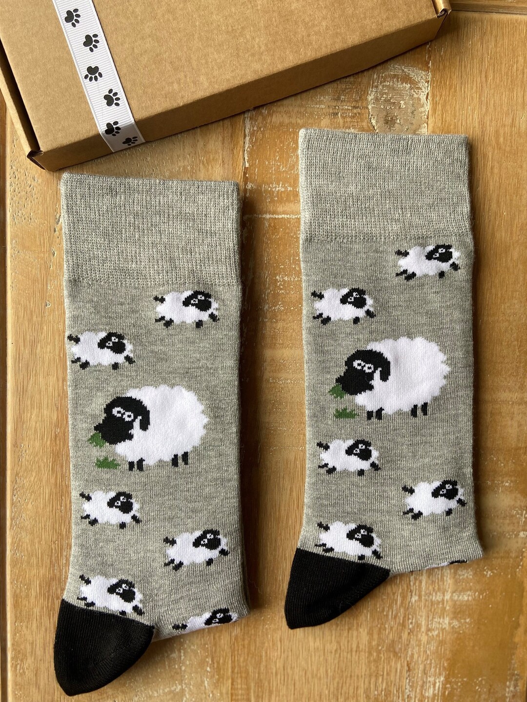 Sheep Socks - Men's Socks- Fun Sheep Socks - Bamboo Socks - Grey Socks ...