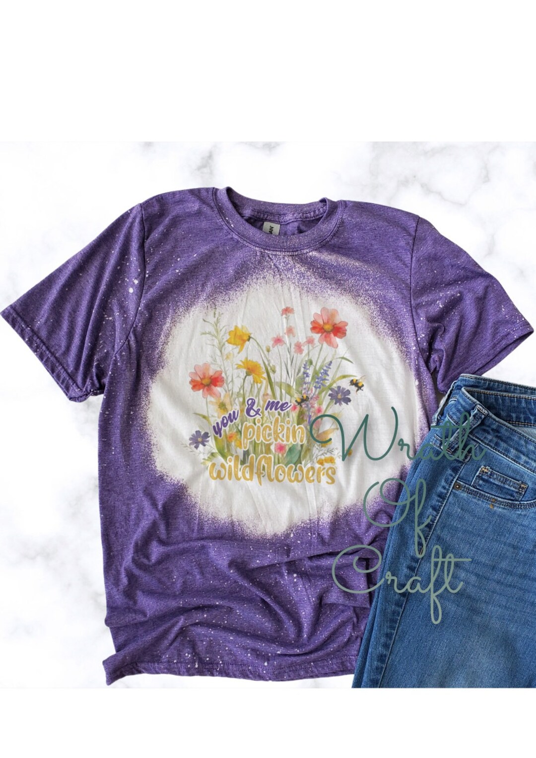 Pickin' Wildflowers Bleached Tee - Etsy