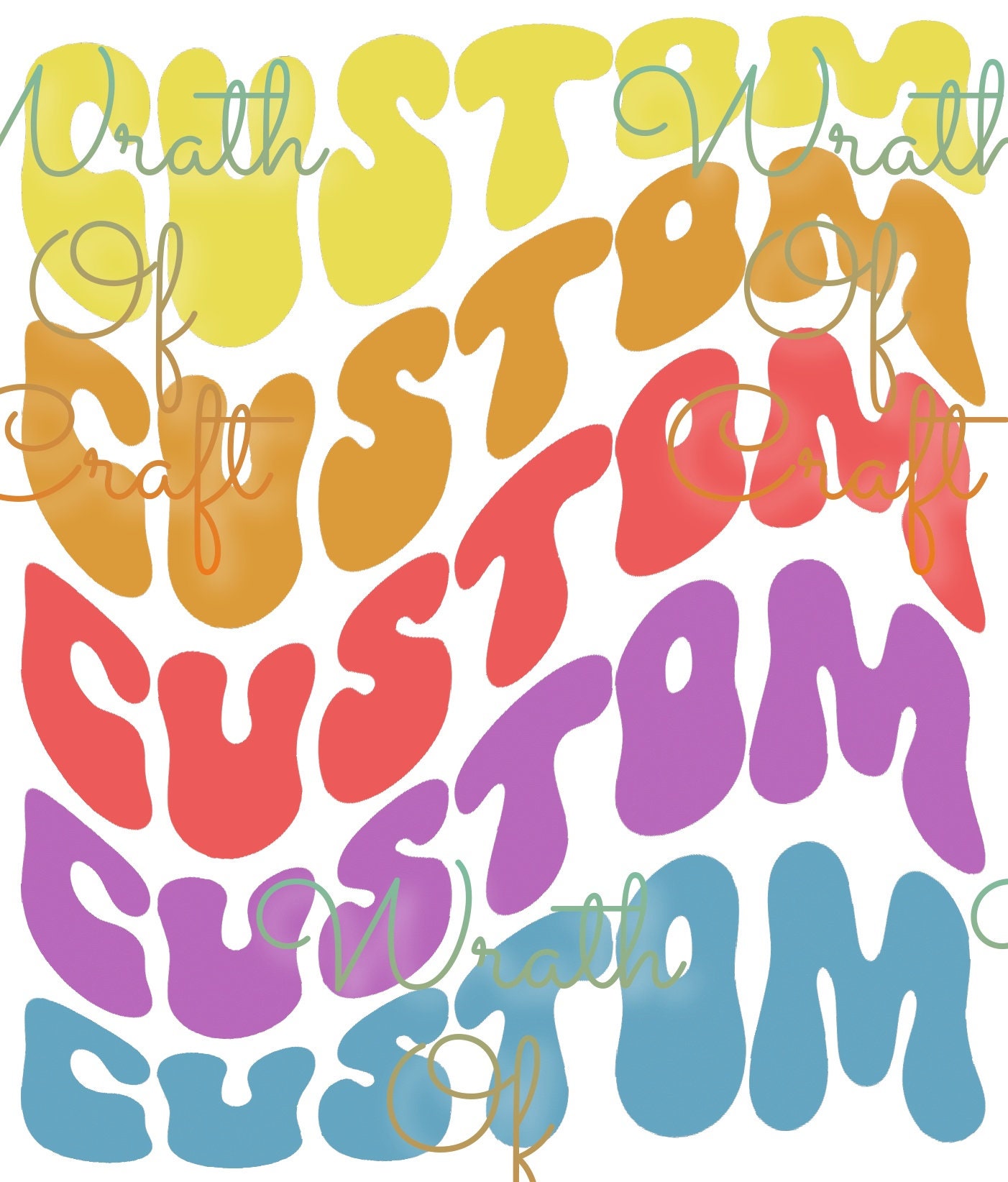 Custom Wavy Groovy Font PNG PDF - Etsy