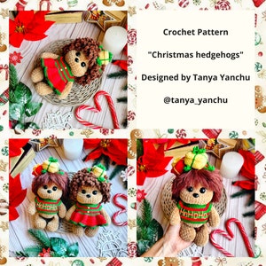 Amigurumi Pattern Crochet Christmas Hedgehogs / Crochet Pattern Funny ...
