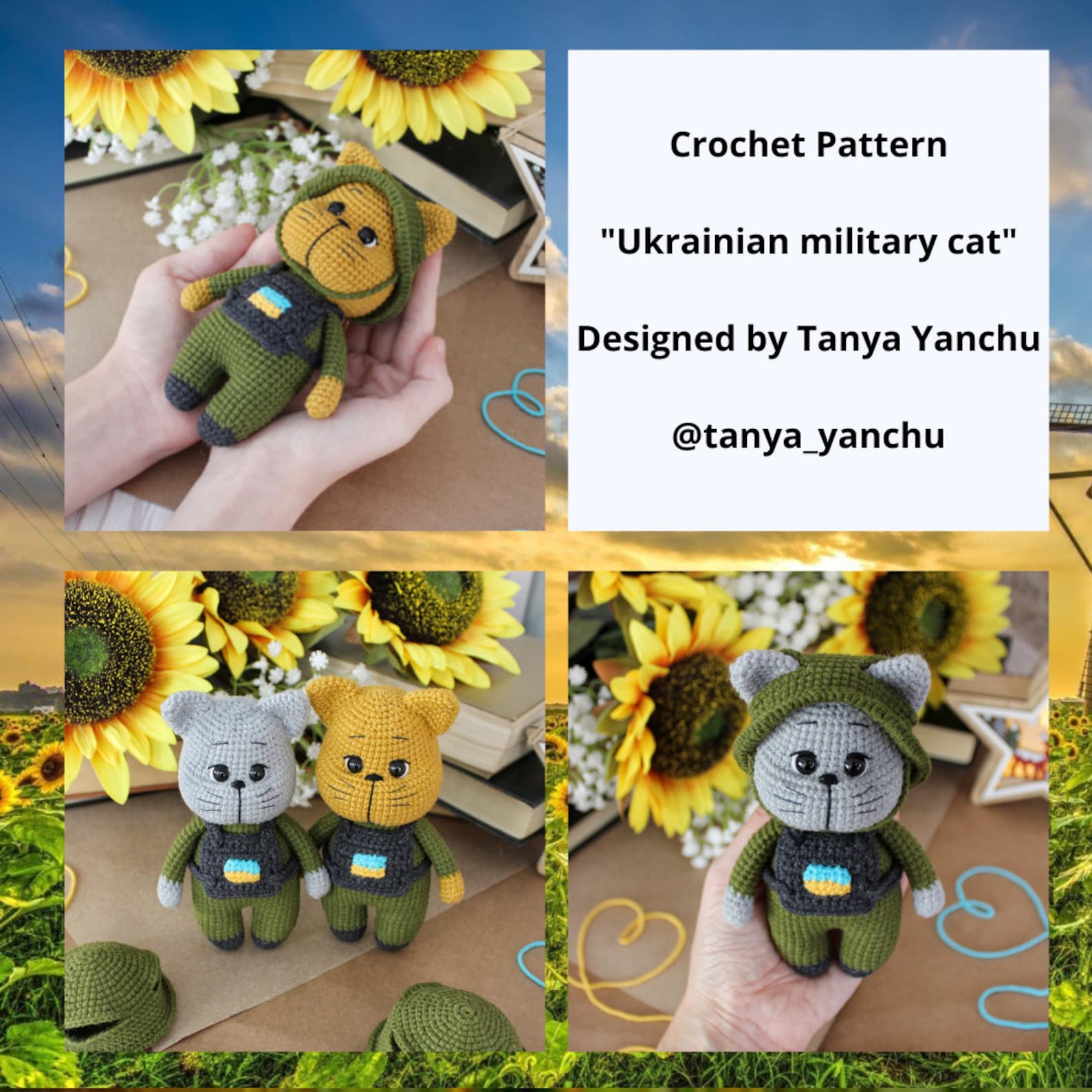 Crochet Pattern Ukrainian Military Cat / Amigurumi Pattern Ukrainian ...