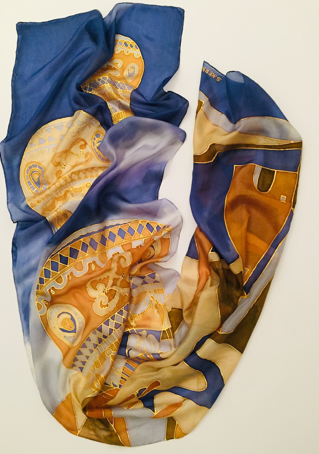 Silk Scarf With Hot Air Balloons /hand Painted Shawl With Tuscan ...
