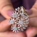 Elegant Big Flower Diamond Ring, 14K Solid Rose Gold Ring, Cocktail ...