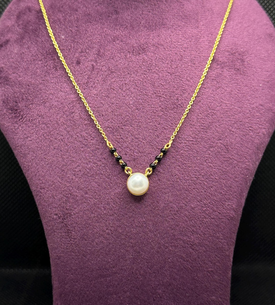 Pearl Mangalsutra, Indian Traditional Black Beads Necklace, Modern ...