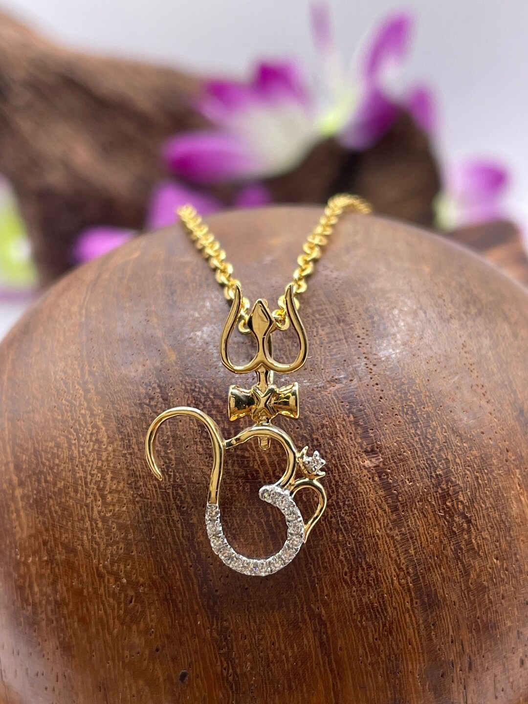 Lord Shiva Real Diamond Real 18K Gold Pendent. Mahadev Gold - Etsy
