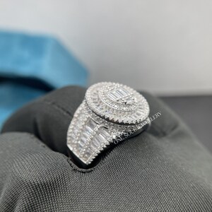 Mens Iced Out VVS Moissanite Ring, Baguette Round Diamond Ring for Men ...