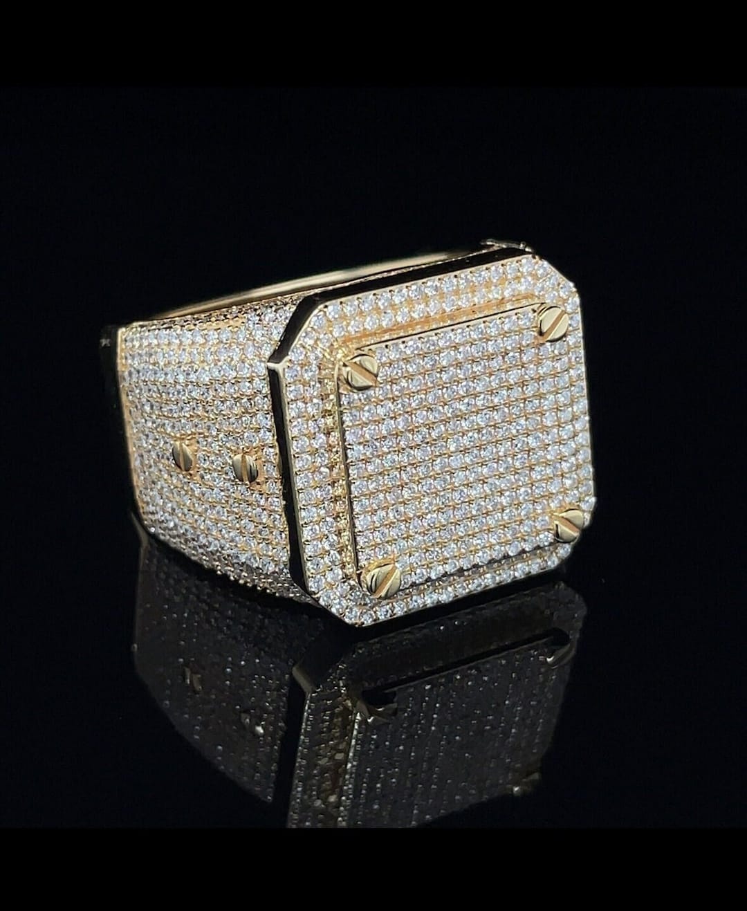 Fully Iced Out Prong Setting Square Ring, Micro Pave Iced Out ...