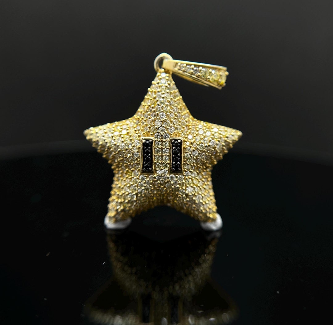 Hip Hop Super Mario Pendant, Pave Set Round Cut VVS Moissanite Pendant ...