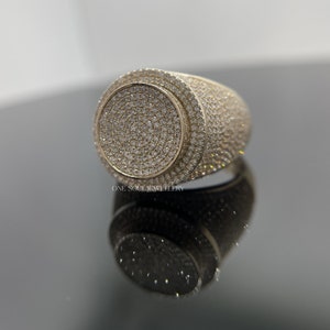 Yellow Gold Men's Iced Out Ring, Dome Iced Out Ring, Bling Cluster ...