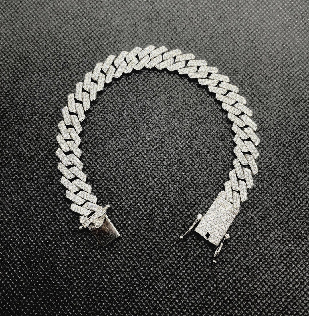 Iced Out Moissanite Cuban Link Bracelet for Mens, Hip Hop Jewelry ...
