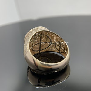 Yellow Gold Men's Iced Out Ring, Dome Iced Out Ring, Bling Cluster ...