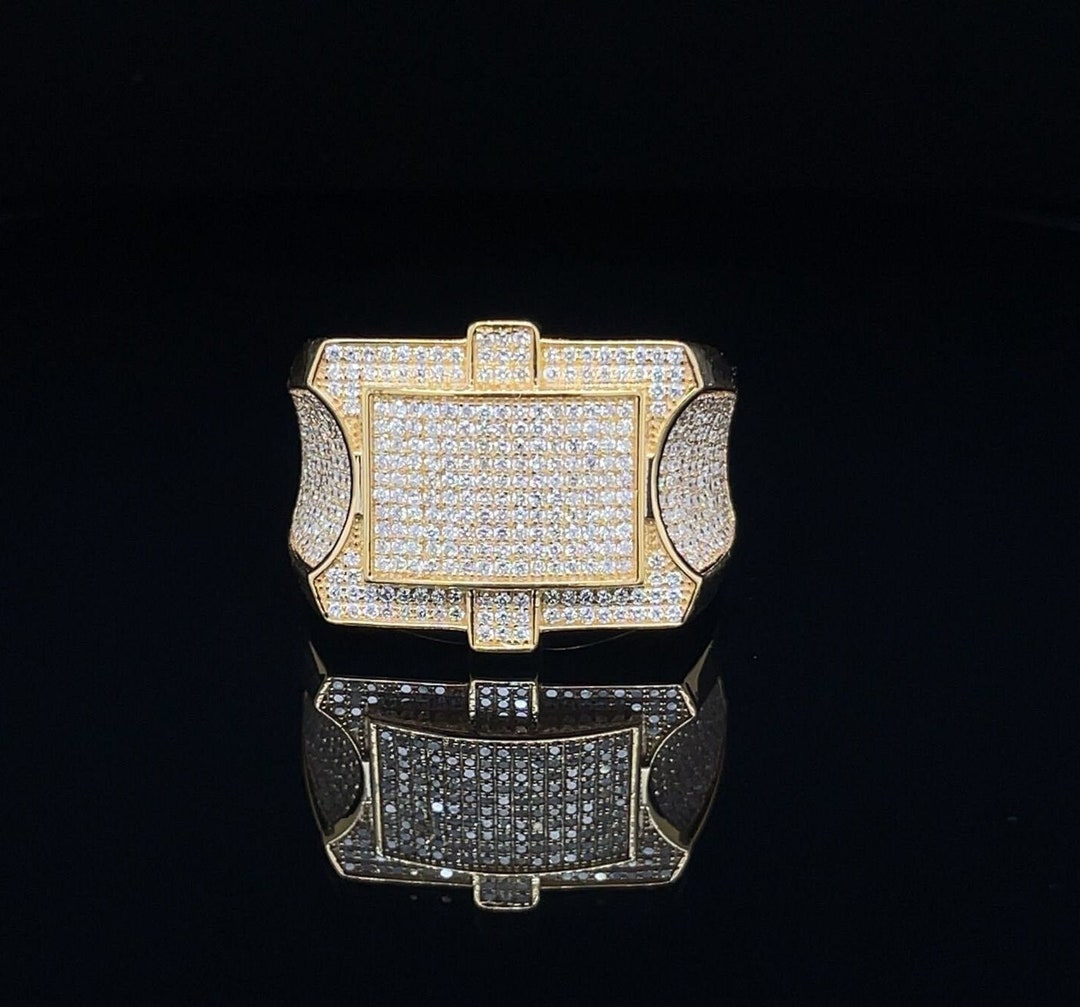 Huge Iced Out Moissanite Hip Hop Ring Custom Made Ring Micro Pave ...