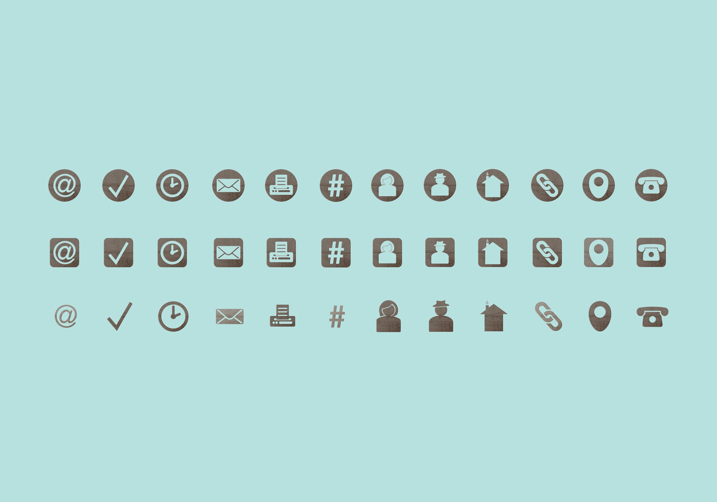 Vintage Contact Icons | Digital Texture Contact Buttons | Distressed ...