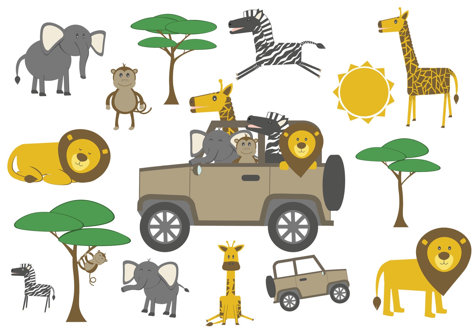 Safari Animals Clipart | Safari Clipart | Commercial Use | Jungle ...