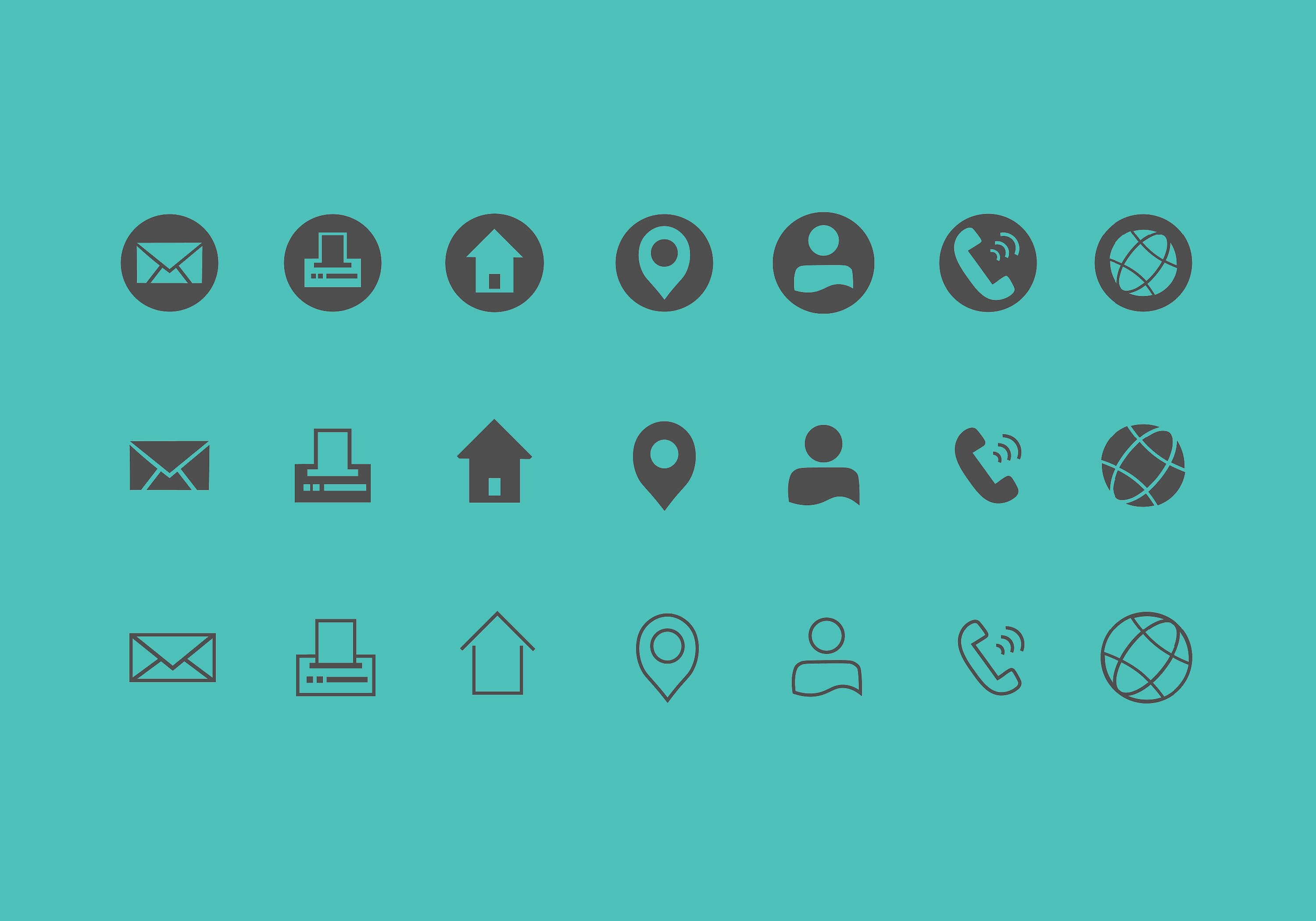 Traditional Grey Contact Icons | Digital Grey Contact Buttons | Grey ...