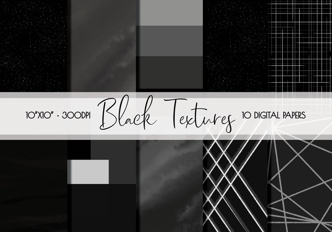 Modern Black Textures Digital Papers | Commercial Use | Black Seamless ...
