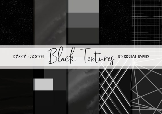 Modern Black Textures Digital Papers Commercial Use Black | Etsy