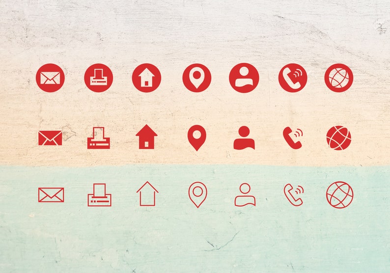 Traditional Red Contact Icons | Red Digital Contact Buttons | Red ...