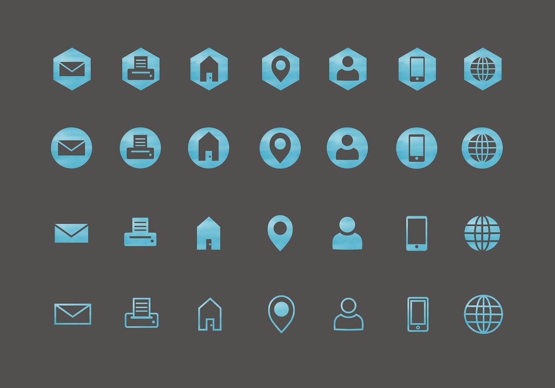 Watercolor Blue Contact Icons | Blue Digital Contact Buttons | Blue ...