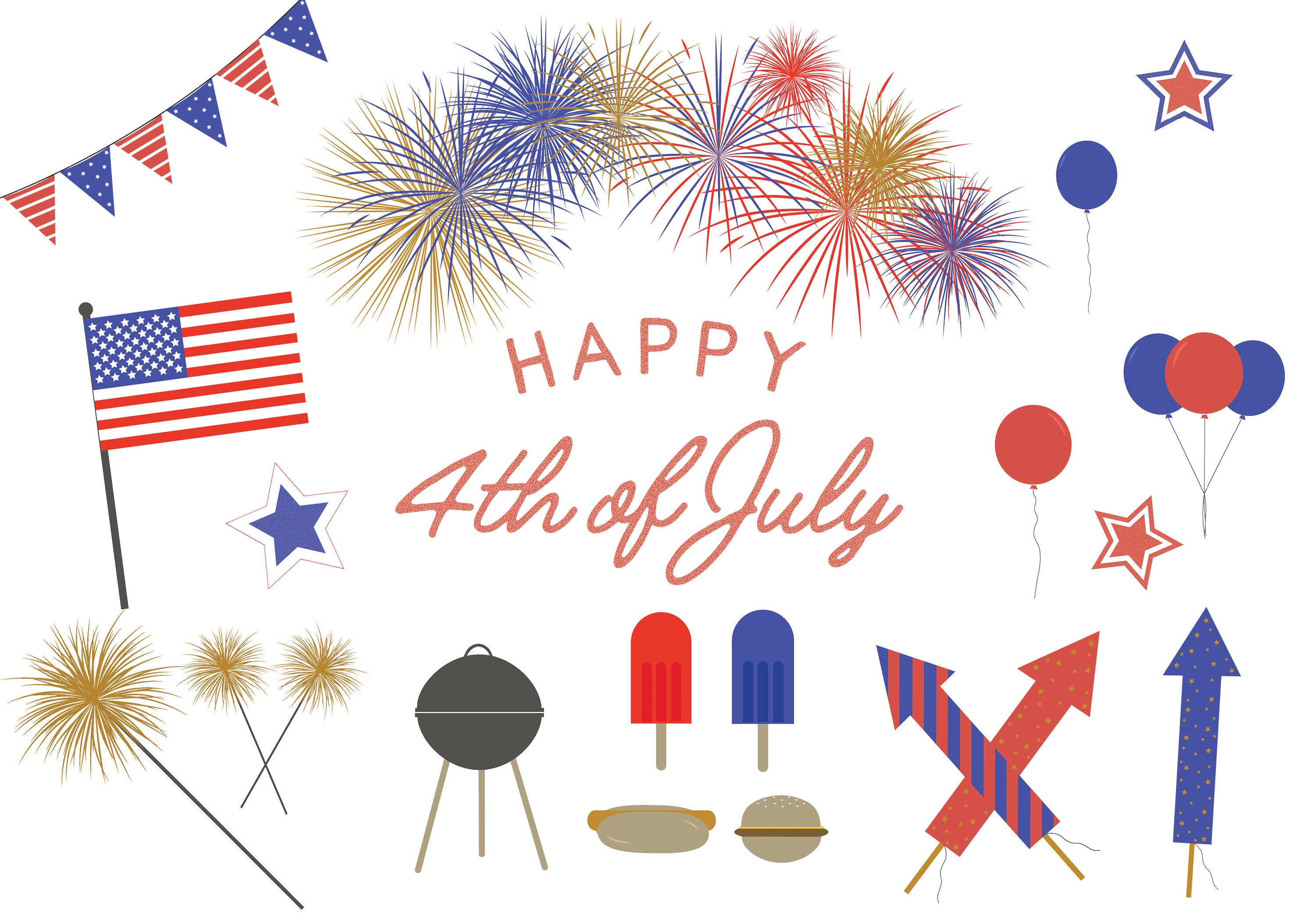 4th of July Clipart July Fourth Clipart Commercial Use Fireworks ...