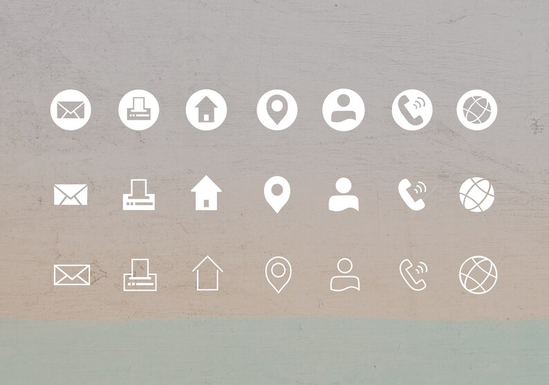 Traditional White Contact Icons | Digital White Contact Buttons | White ...