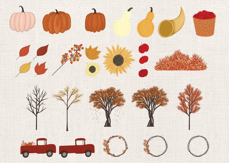 Fall Pumpkin Patch Clipart | Autumn Clipart | Vintage Truck Clipart ...