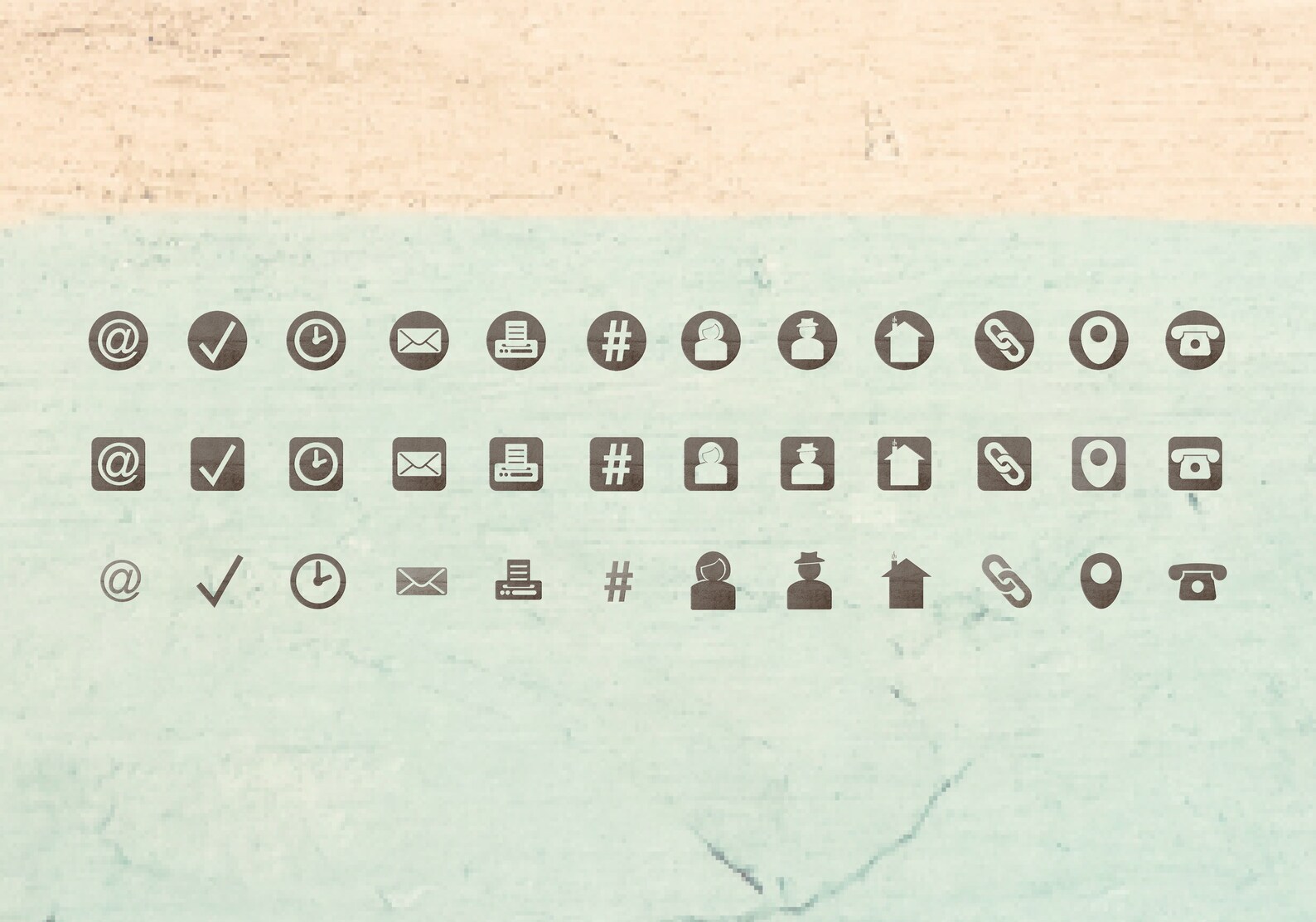 Vintage Contact Icons | Digital Texture Contact Buttons | Distressed ...