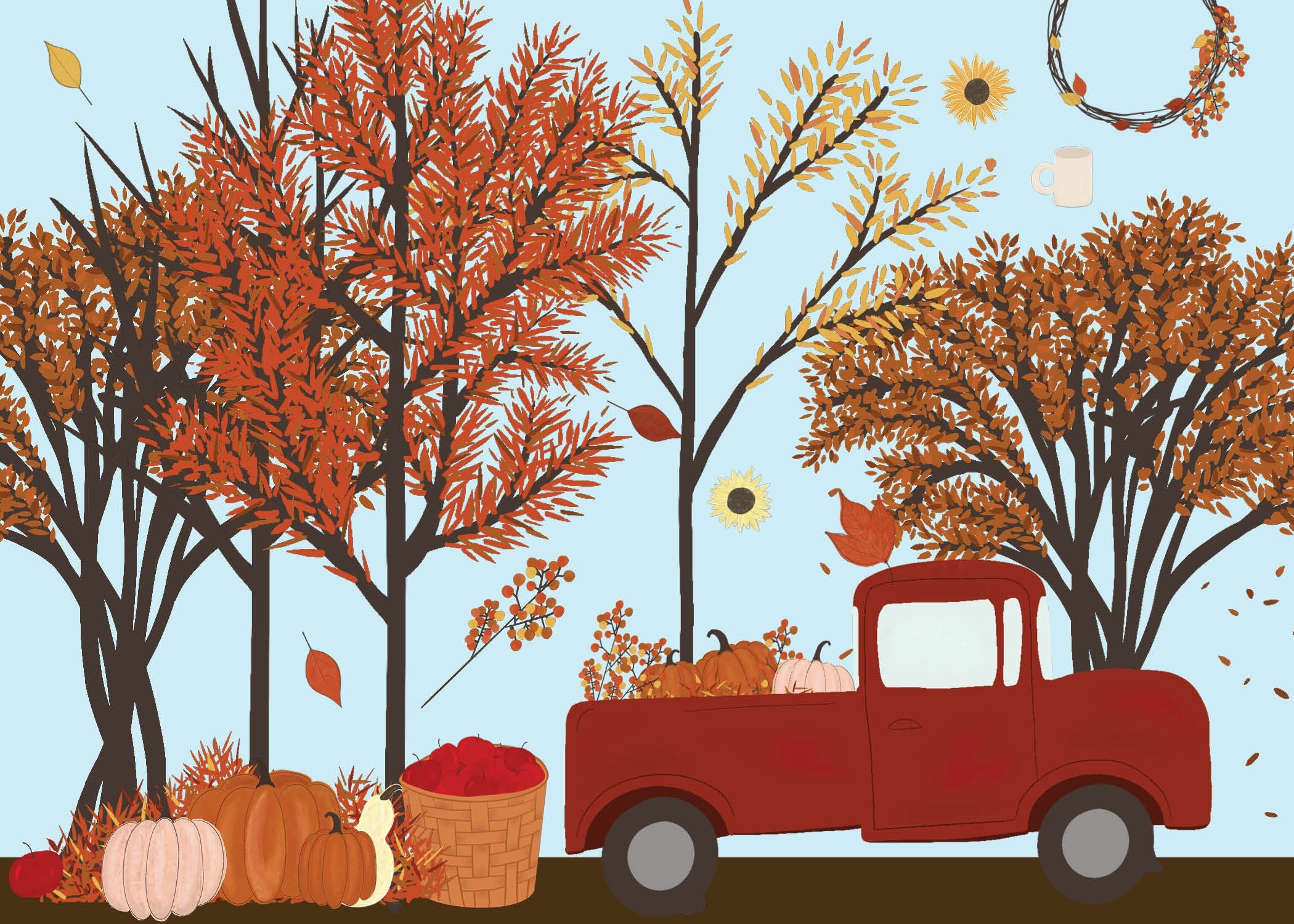 Fall Pumpkin Patch Clipart | Autumn Clipart | Vintage Truck Clipart ...