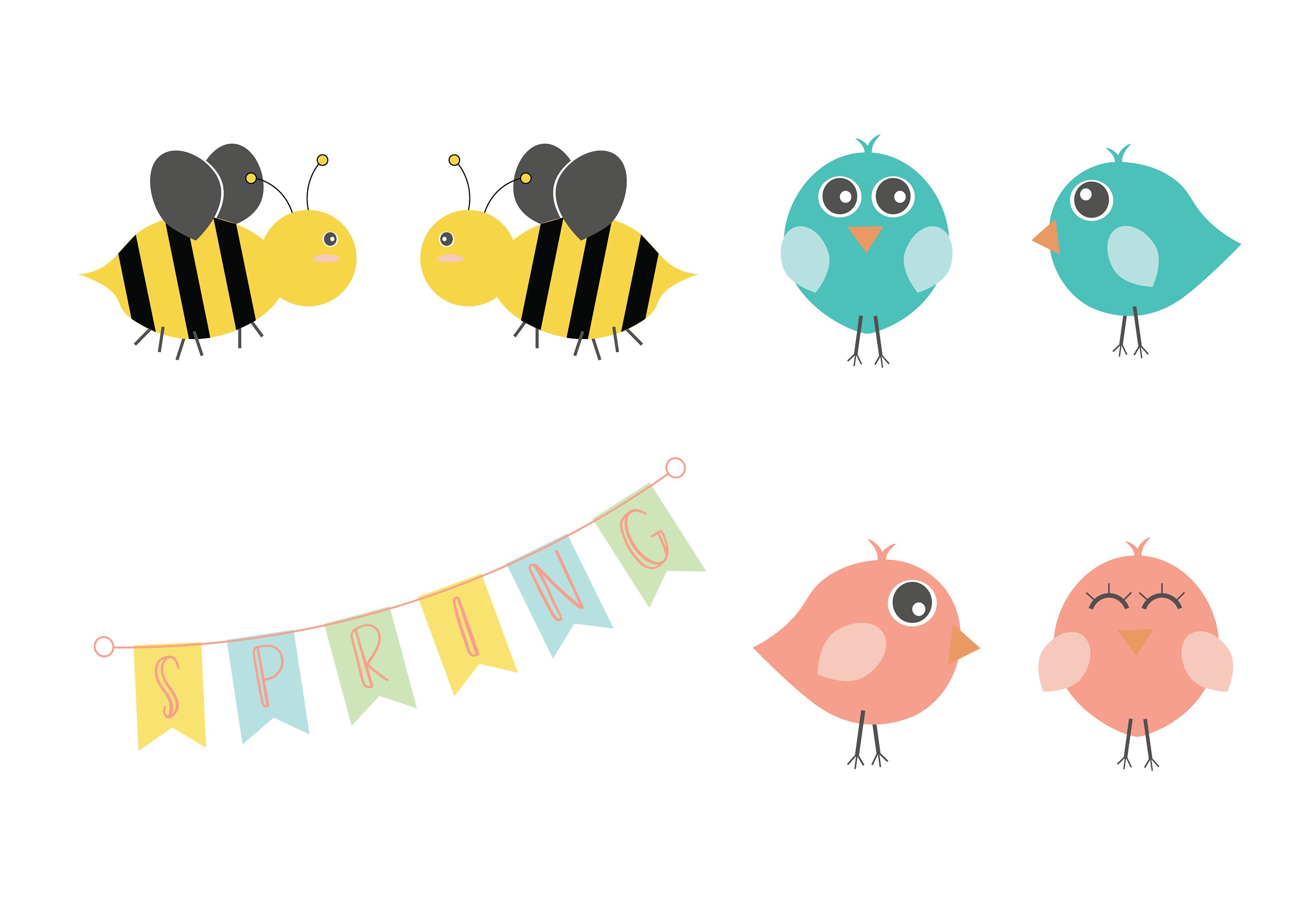 Spring Clipart | Trees and Flowers Clipart | Commercial Use | Rainbow ...