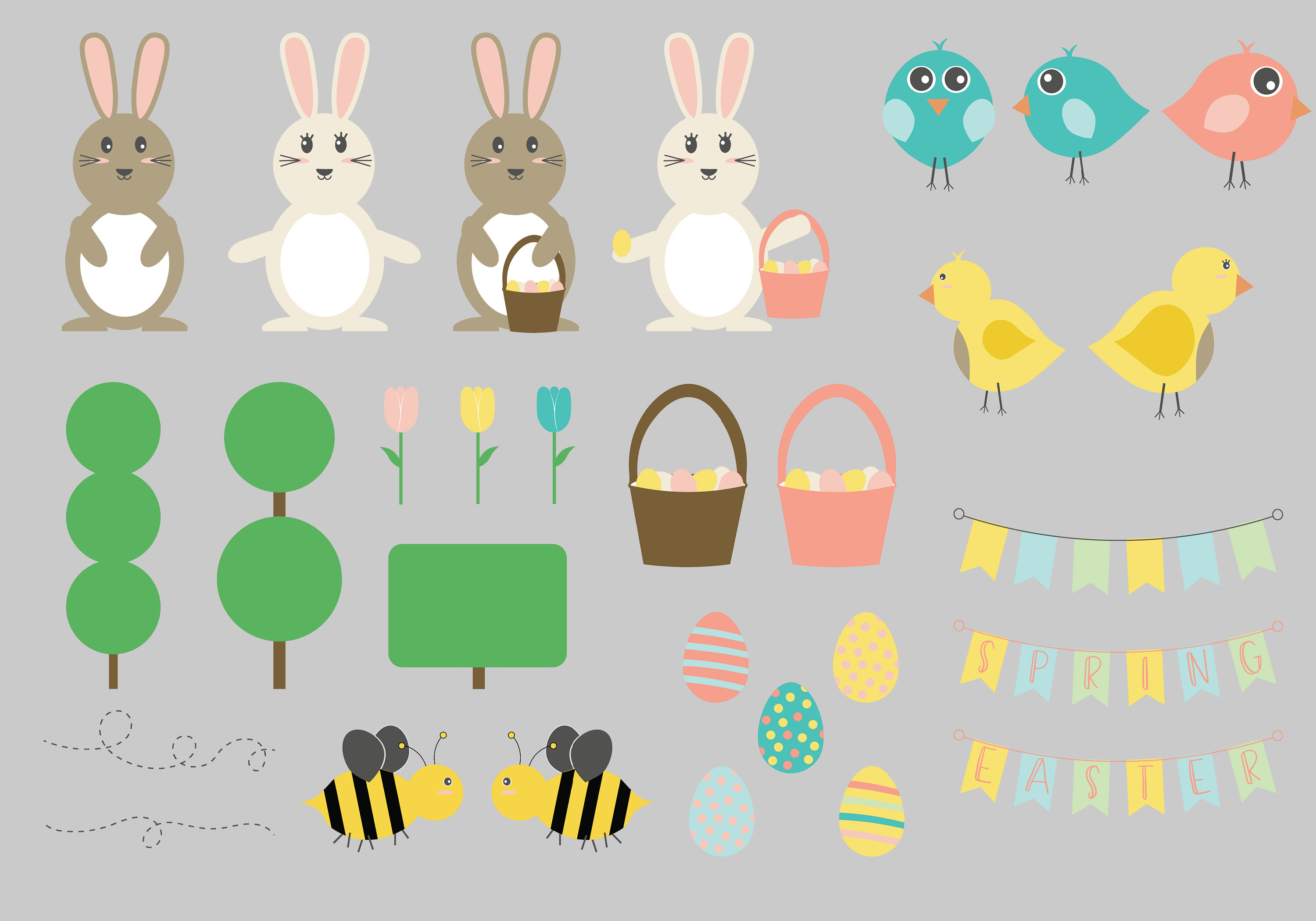 Easter Clipart | Easter Bunny Clipart | Commercial Use | Easter Eggs ...