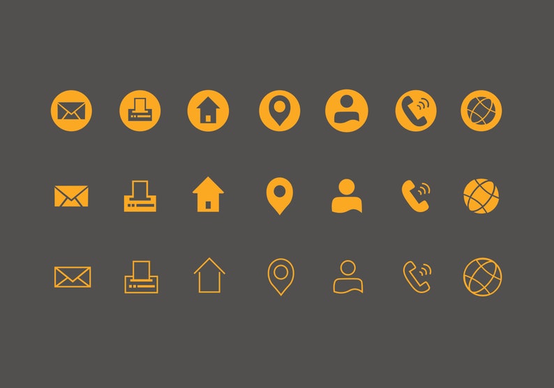Traditional Orange Contact Icons | Digital Orange Contact Buttons ...