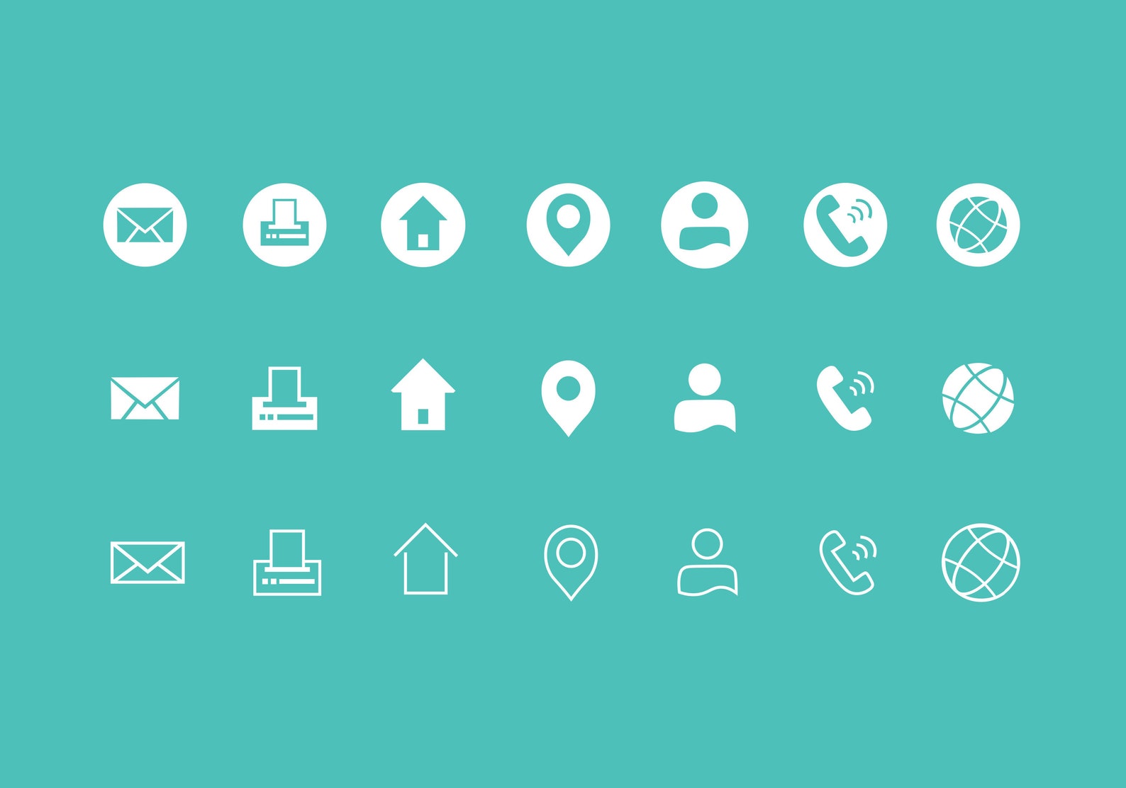 Traditional White Contact Icons | Digital White Contact Buttons | White ...