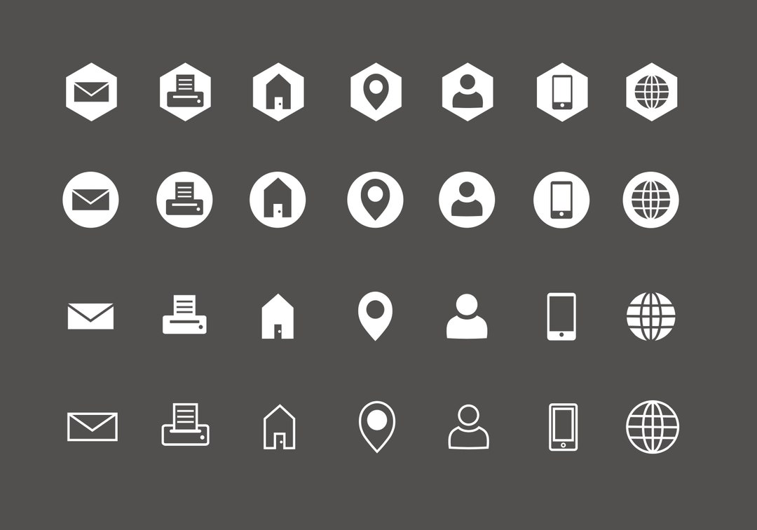 Modern White Business Card Icons | Digital Contact Buttons | Blog ...