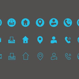 Traditional Teal Contact Icons | Blue Digital Contact Buttons | Blue ...