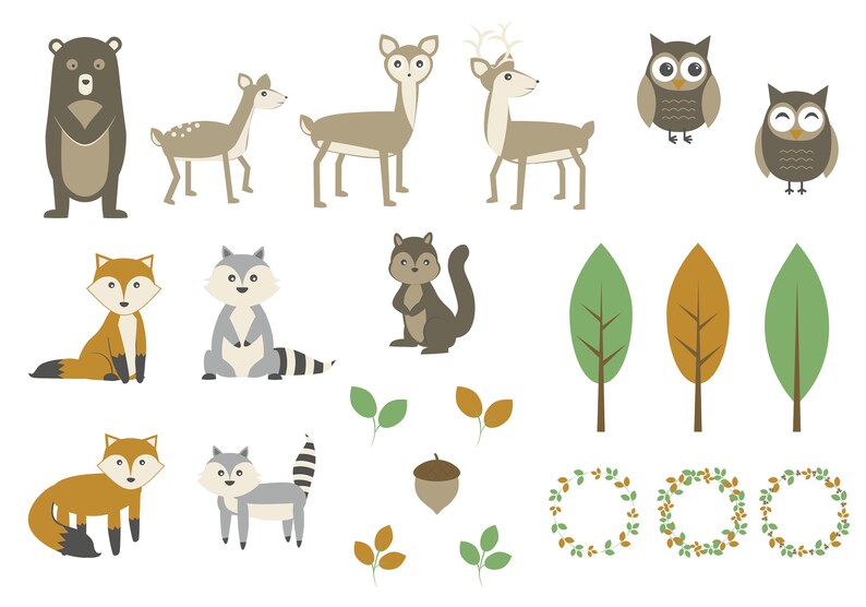 Forest Animals Clipart | Woodland Clipart | Commercial Use | Woodland ...