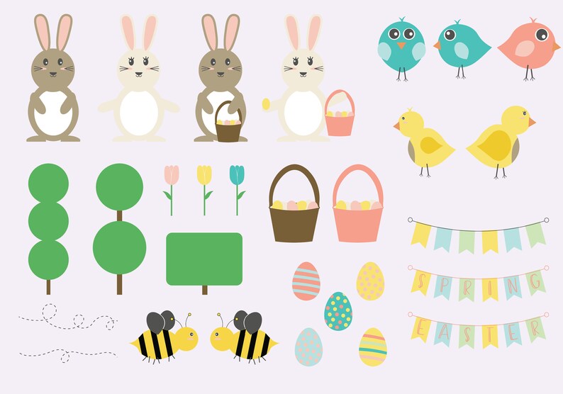 Easter Clipart Easter Bunny Clipart Commercial Use - Etsy