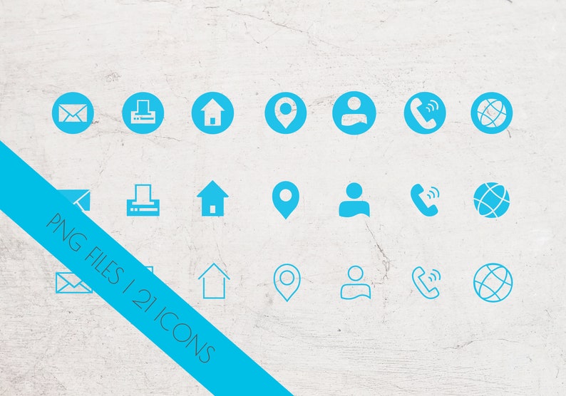 Traditional Teal Contact Icons | Blue Digital Contact Buttons | Blue ...