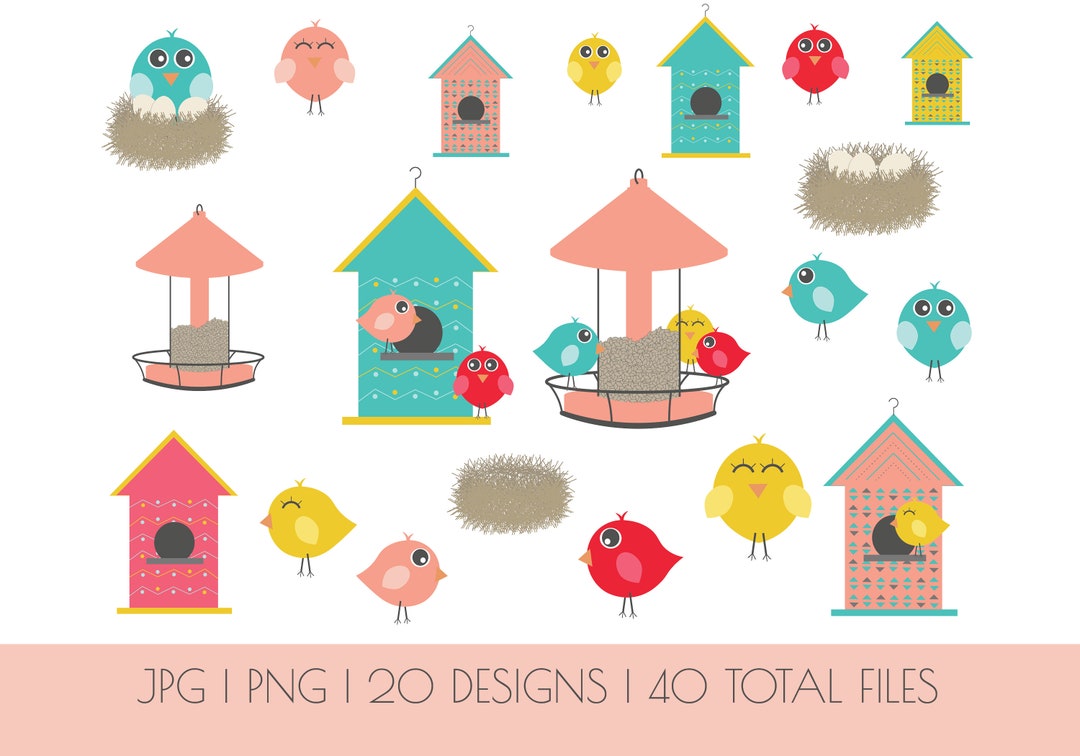 Bird Clipart | Birdhouse Clipart | Commercial Use | Bird Feeder Clipart ...