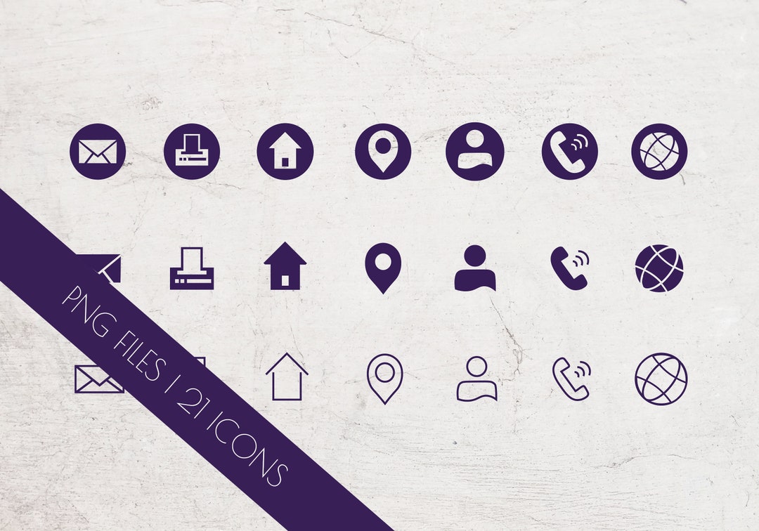 Traditional Purple Contact Icons | Digital Contact Buttons | Purple ...