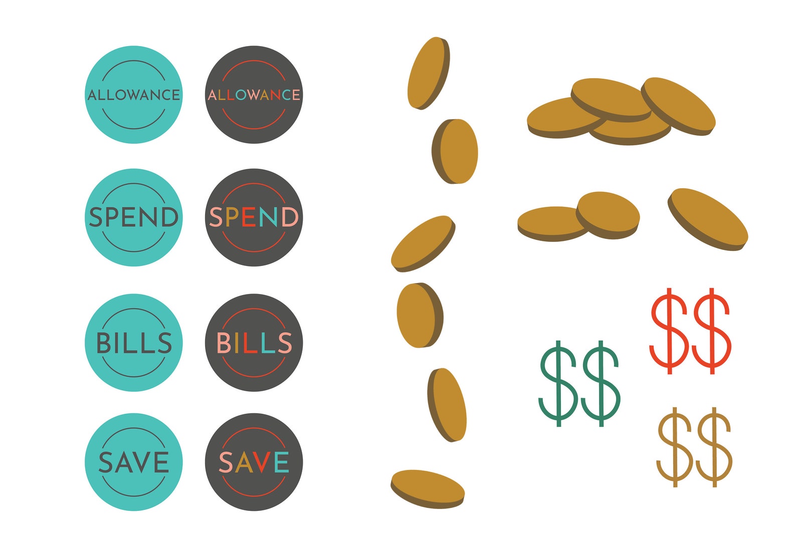 Money Clipart | Saving and Spending Clipart | Commercial Use | Piggy ...