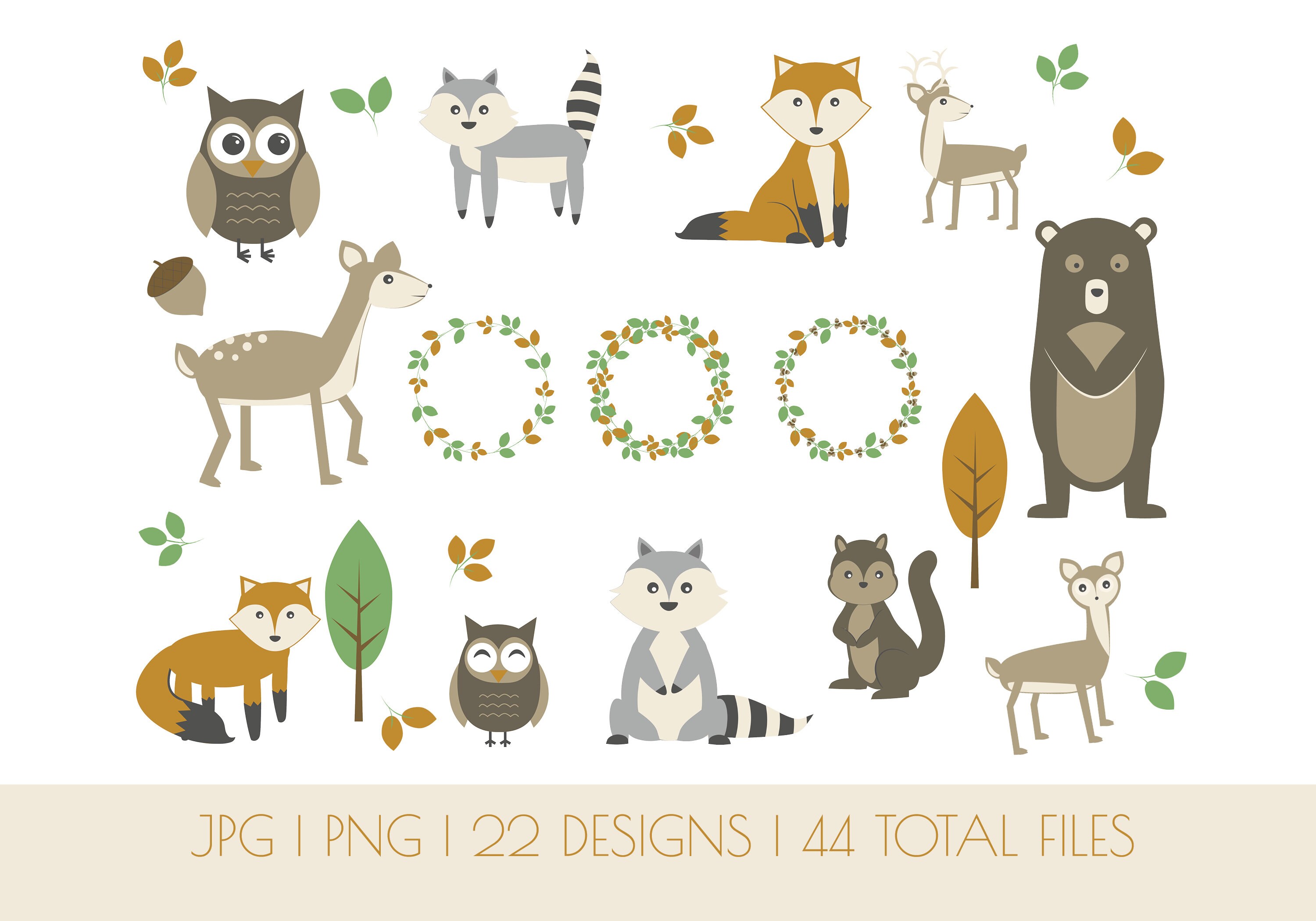 Forest Animals Clipart | Woodland Clipart | Commercial Use | Woodland ...