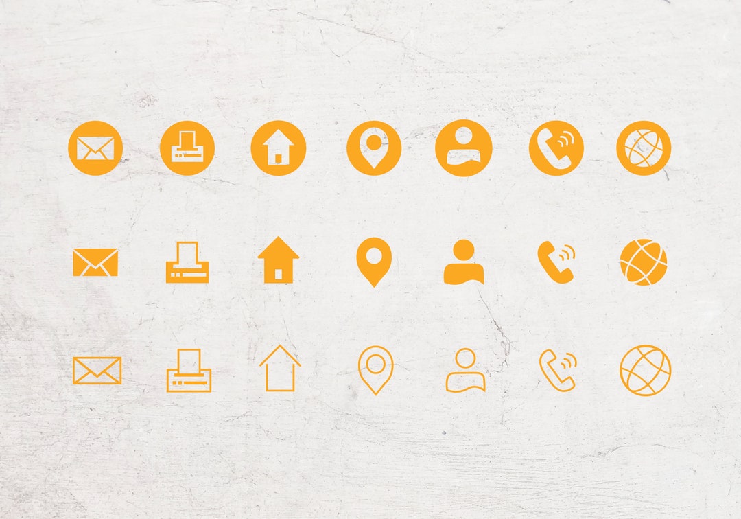 Traditional Orange Contact Icons | Digital Orange Contact Buttons ...