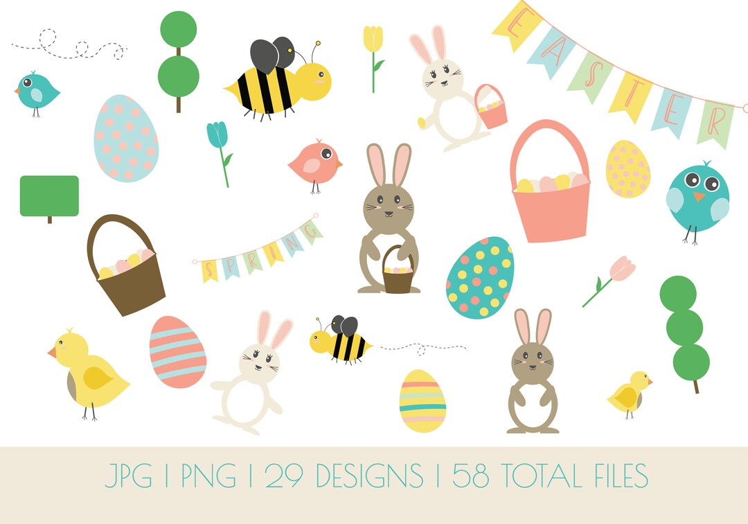 Easter Clipart | Easter Bunny Clipart | Commercial Use | Easter Eggs ...