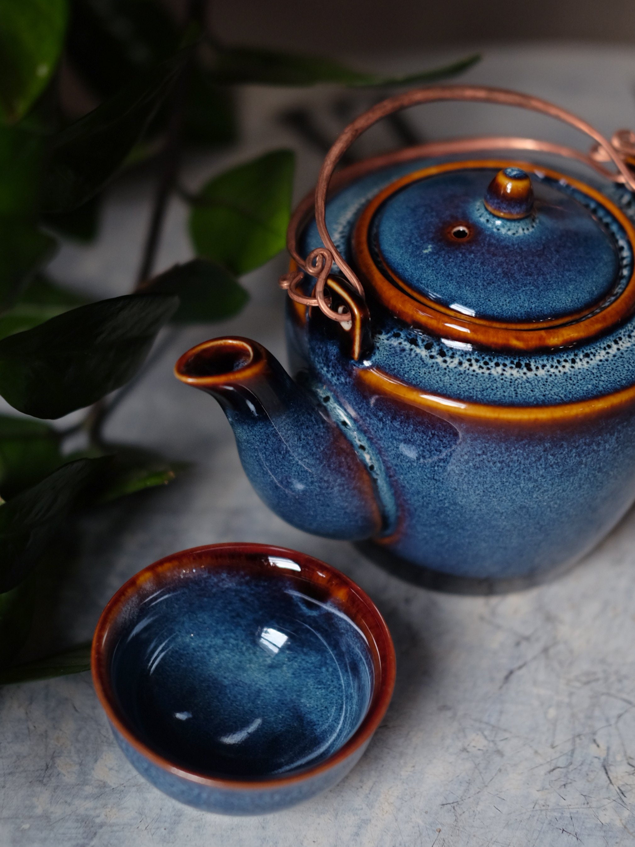 Ceramic Porcelain Teapot Set Ocean Waves Color, Tea Set Made in Vietnam ...