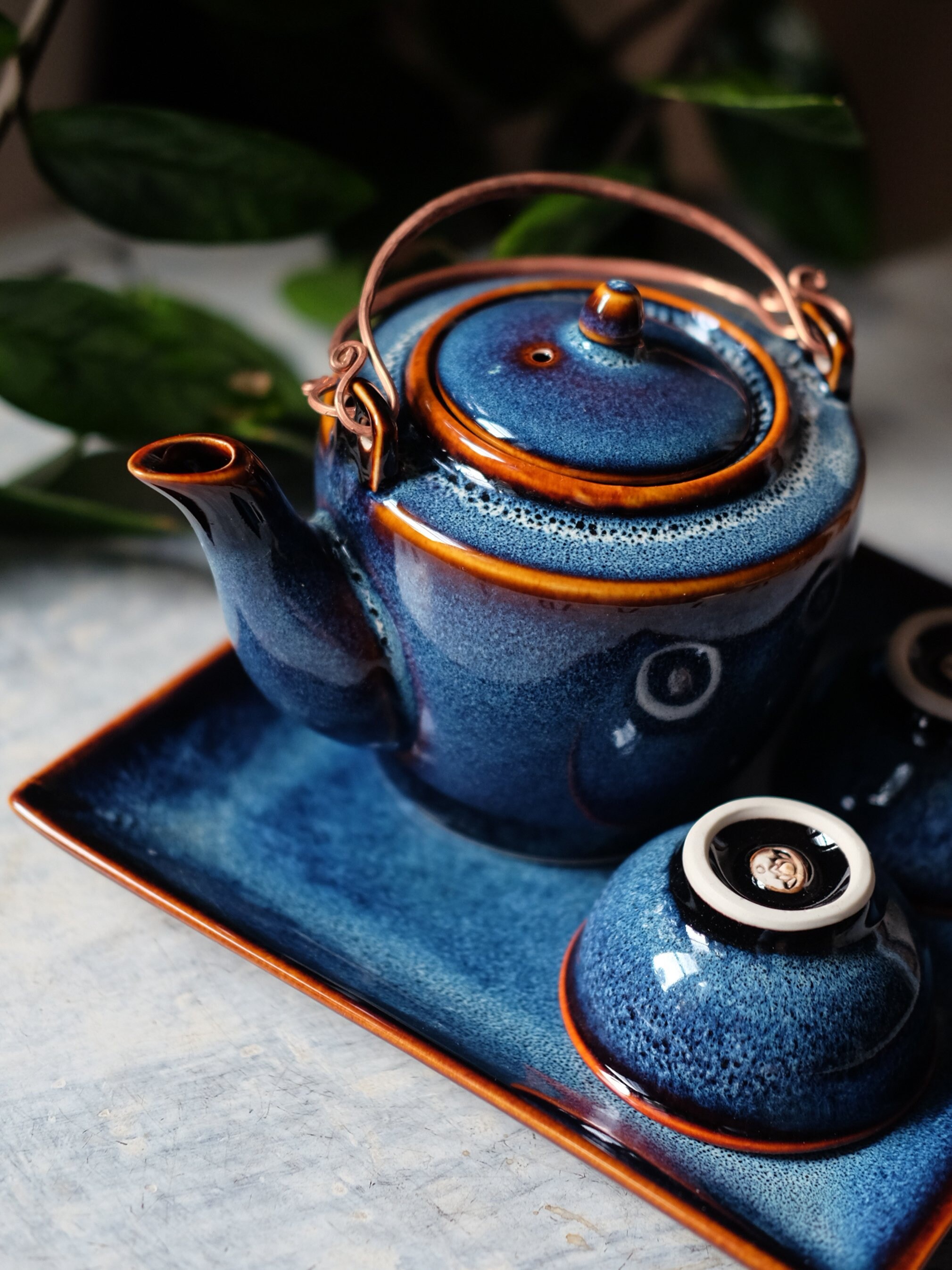 Ceramic Porcelain Teapot Set Ocean Waves Color, Tea Set Made in Vietnam ...