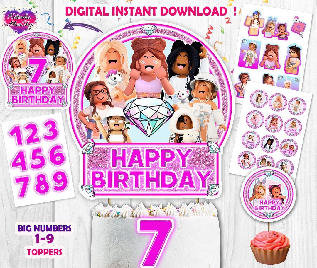 INSTANT Big Cake Topper+ 12 Cupcake Toppers+ 10 Different Characters ...