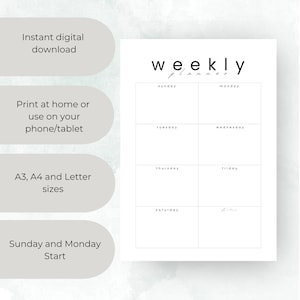Printable Weekly 7 Day Planner Digital Download Template - Etsy