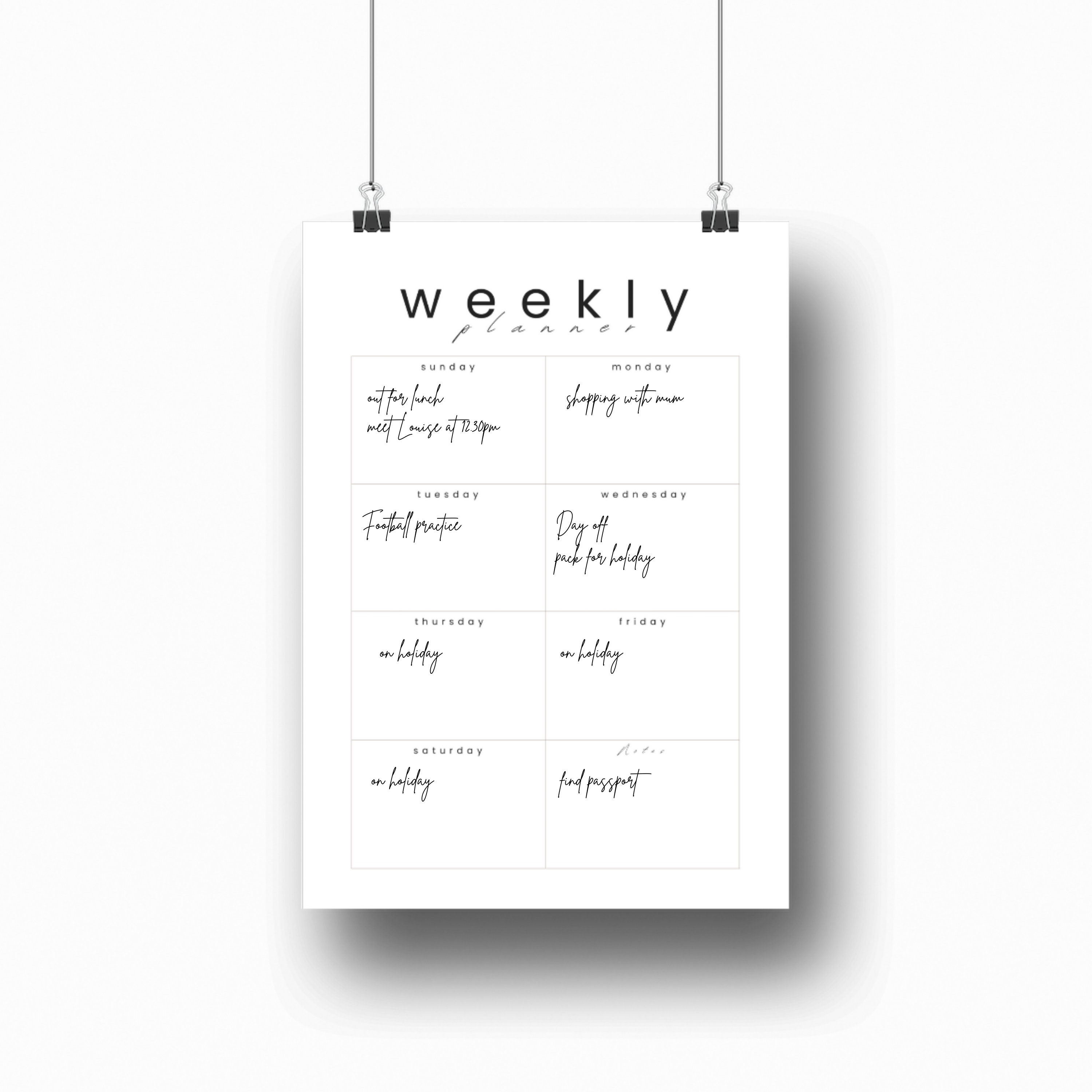 Printable Weekly 7 Day Planner Digital Download Template - Etsy
