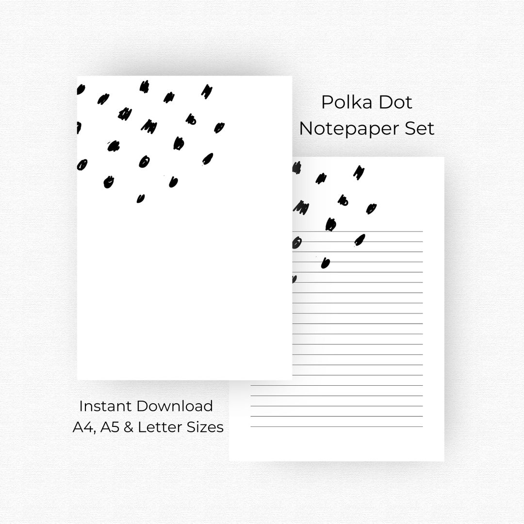 Printable Polka Dot Design Notepaper Set Digital Download - Etsy