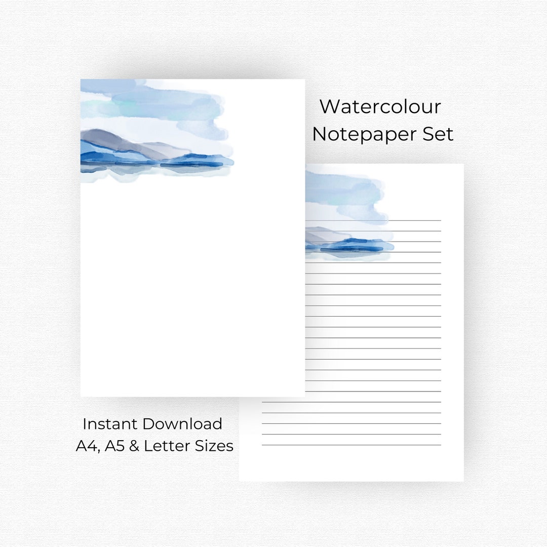 Printable Watercolour Design Notepaper Set Digital Download - Etsy